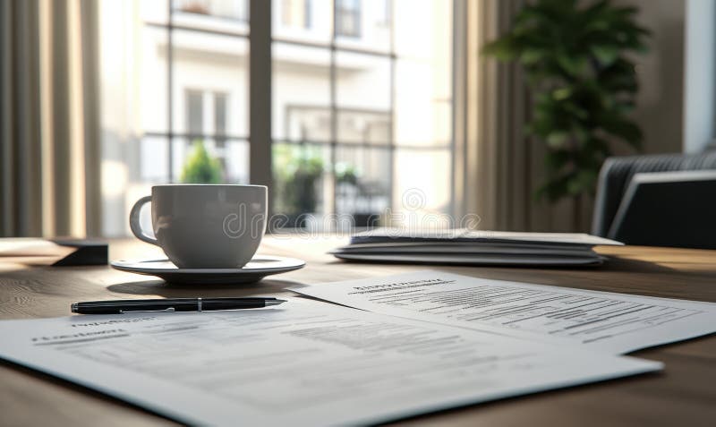 Elegant Workspace with Document Focus Stock Photo - Image of ...