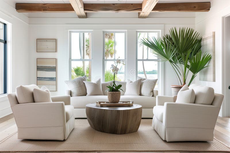 Sophisticated Open Plan Living Space with Rustic Kitchen and Plush ...