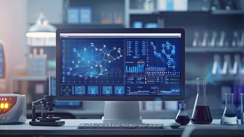 Sophisticated Pharmaceutical Innovation: AI Interface in Lab Setting ...