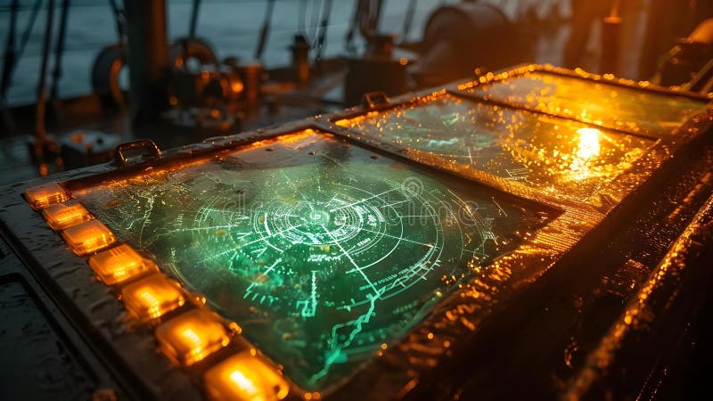 Sophisticated Radar Screen Enhances Maritime Navigation on Dimly Lit ...