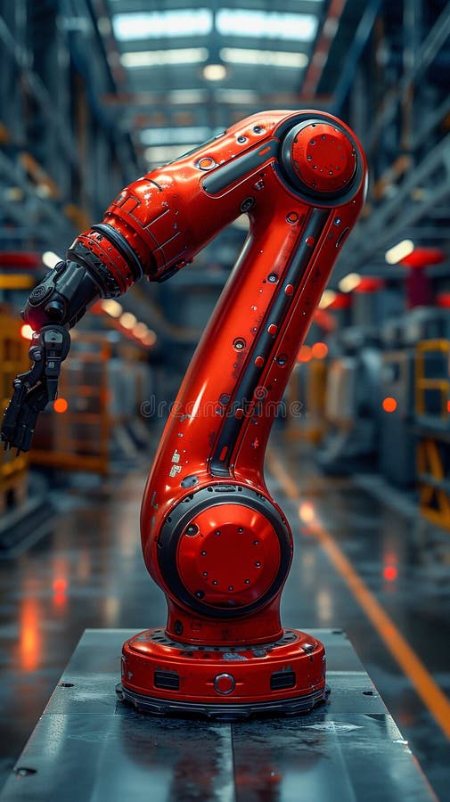 Sophisticated Red Robotic Arm in Industrial Setting. Generative Ai ...