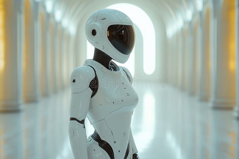Sophisticated Robot Stands in a Futuristic Setting, Showcasing Advanced ...