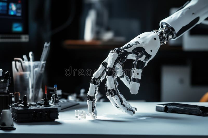 Advanced White Robotic Hand Technology Workshop Stock Photos - Free ...