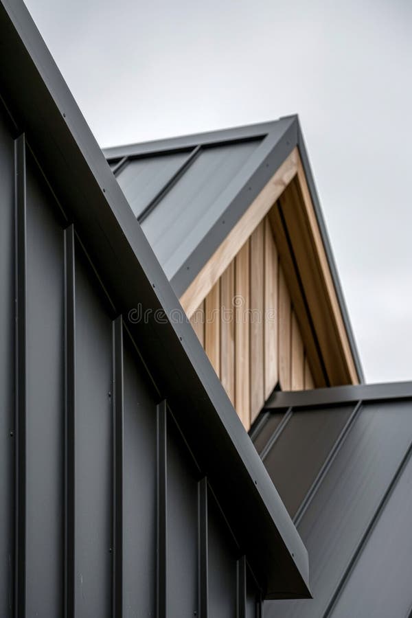 Sophisticated Roofline with Timber and Metal Cladding. Generative Ai ...
