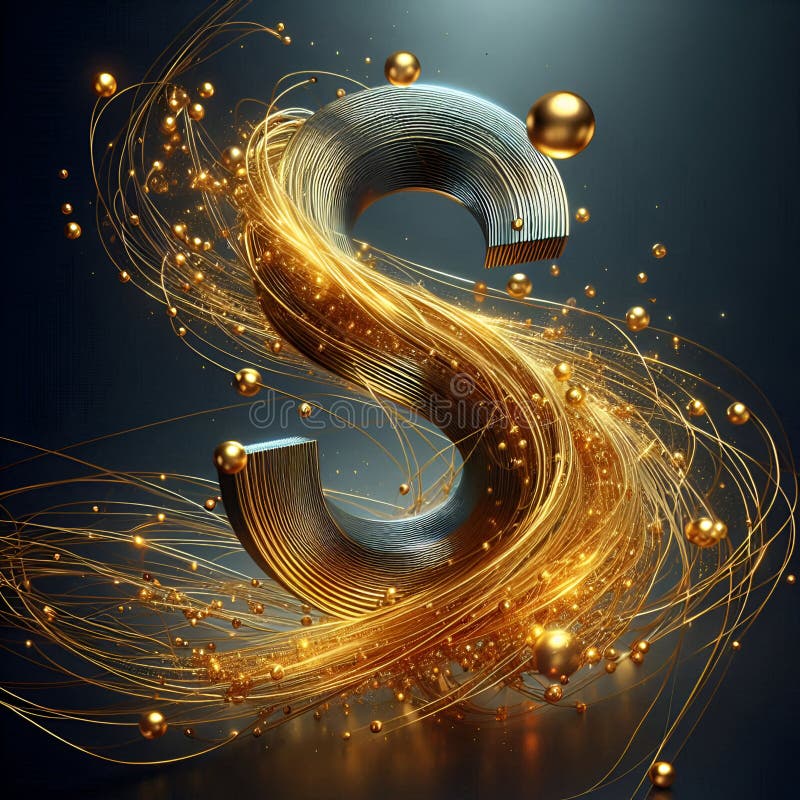 Sophisticated S-Shaped Gold Line Pattern, Generative AI. Stock ...