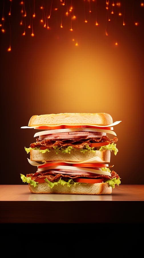 Sophisticated Sandwich Advertisement Backdrop with Room for Text Stock ...