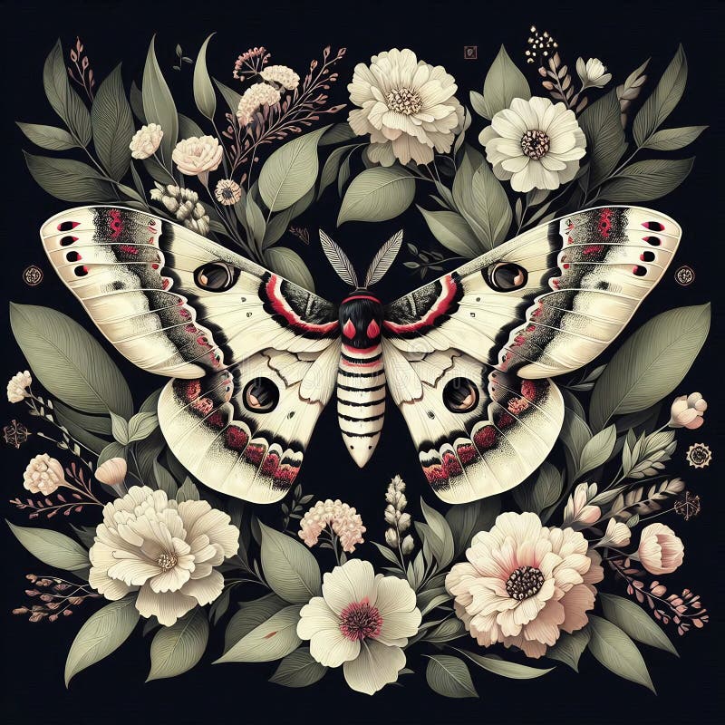 A Sophisticated Scene Featuring a Beautifully Designed Moth within a ...