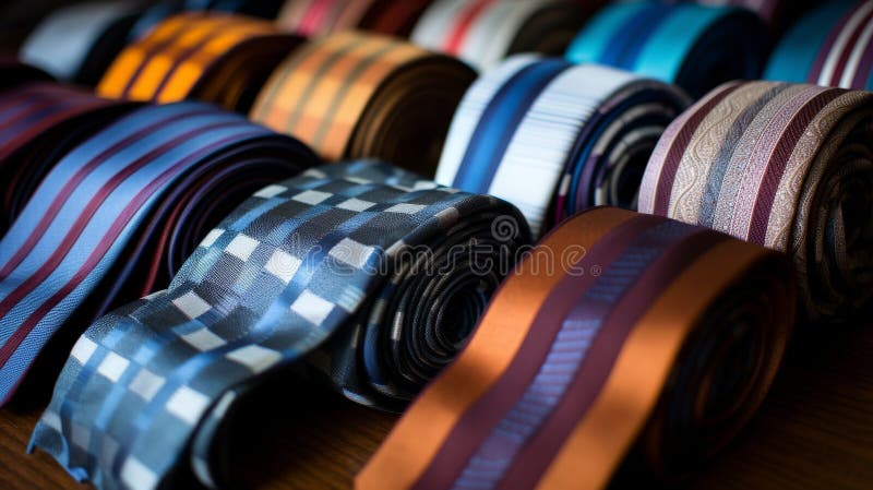 Sophisticated Silk Ties with Striped Patterns Stock Illustration ...