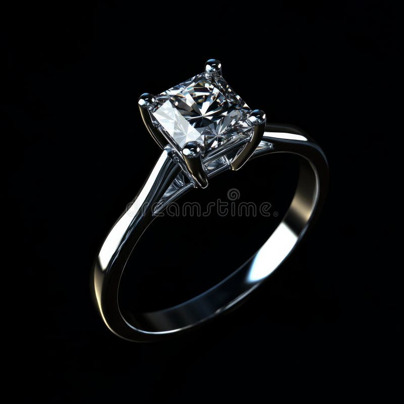 Elegant Square Cut Diamond Black Background Showcasing Brilliance Stock ...