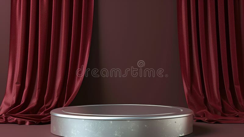 Sophisticated Silver Stage with Red Curtains Stock Illustration ...