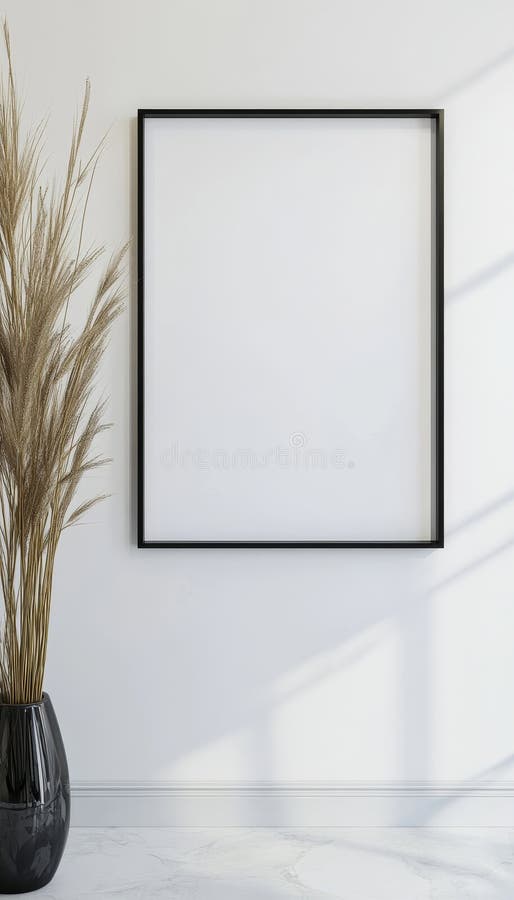 Sophisticated Square Frame Against a White Wall in a Stylish Office ...