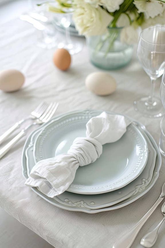 Sophisticated Table Setting with Elegant Dinnerware and a Floral Touch ...