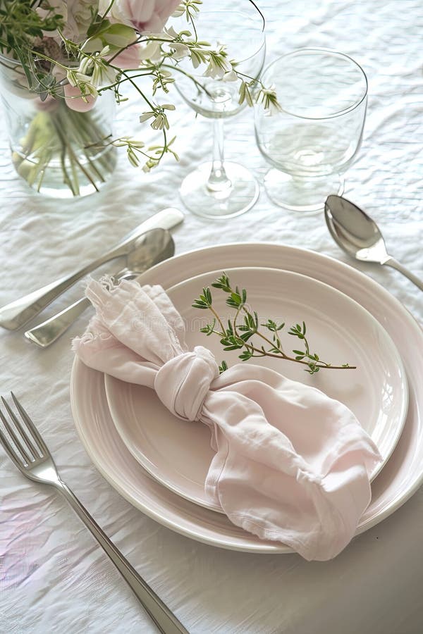 Sophisticated Table Setting with Elegant Dinnerware and a Floral Touch ...