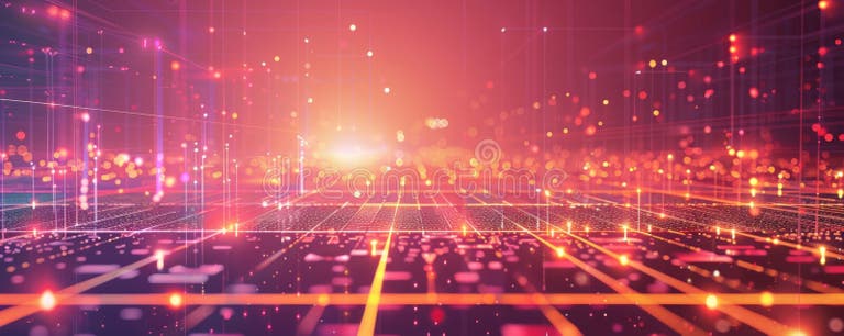 A Sophisticated Tech Illustration with a Square Grid, Lines Connecting ...