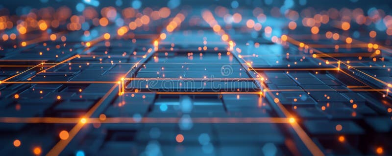 A Sophisticated Technology Illustration Featuring a Square Grid, Lines ...