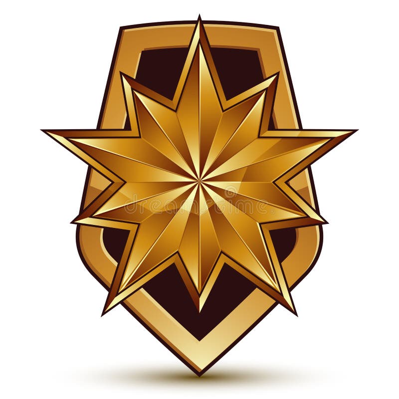 Sophisticated Vector Blazon with a Golden Star Emblem, 3d Polygonal ...