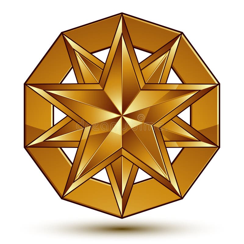 Sophisticated Vector Golden Star Emblem, 3d Decorative Design Element ...