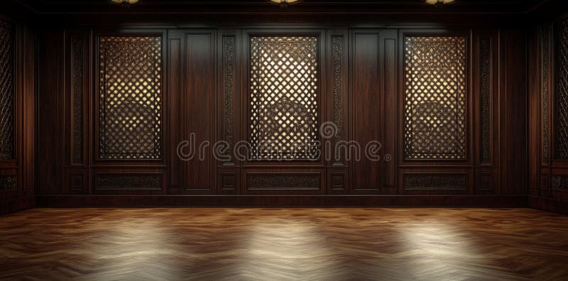 Sophisticated Wall Paneling Featuring Detailed Geometric Patterns and a ...