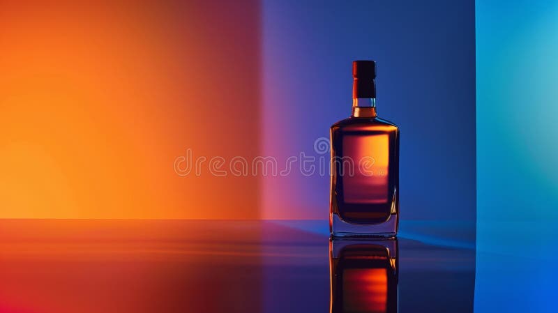 Sophisticated Whisky Bottle Illuminated with Vibrant Gradients on a ...