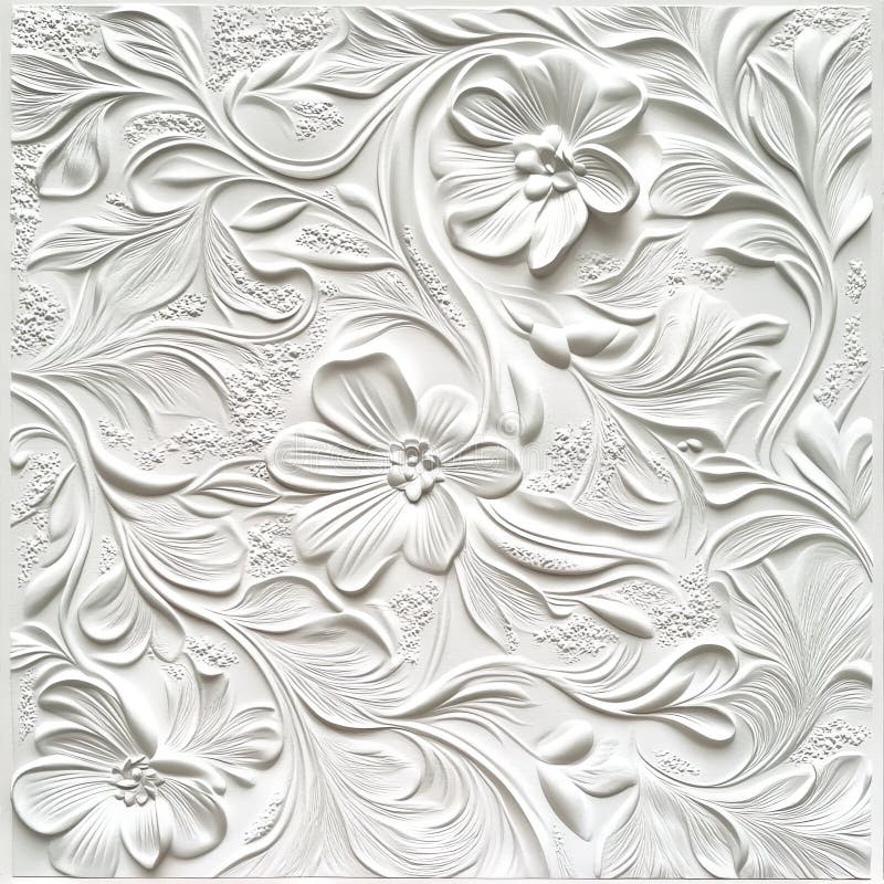 A Sophisticated White Bas-relief Wall Panel Featuring a Three ...