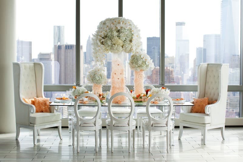 Sophisticated White Table Setting, Classy Event Table Scape, City Scape ...