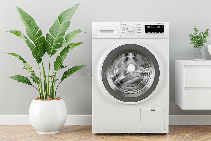 Sophisticated White Washing Machine with Large Drum and Black Led ...
