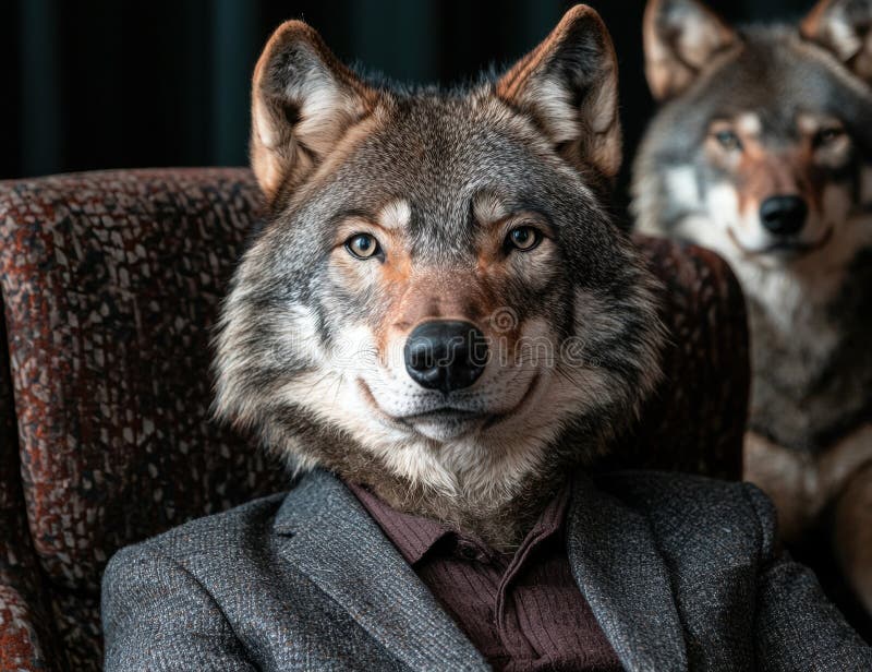 Sophisticated wolf in suit stock illustration. Illustration of nature ...