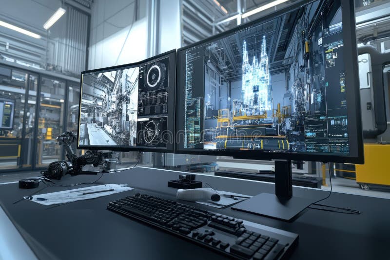 High-tech Workstation in a Modern Manufacturing Facility with Advanced ...