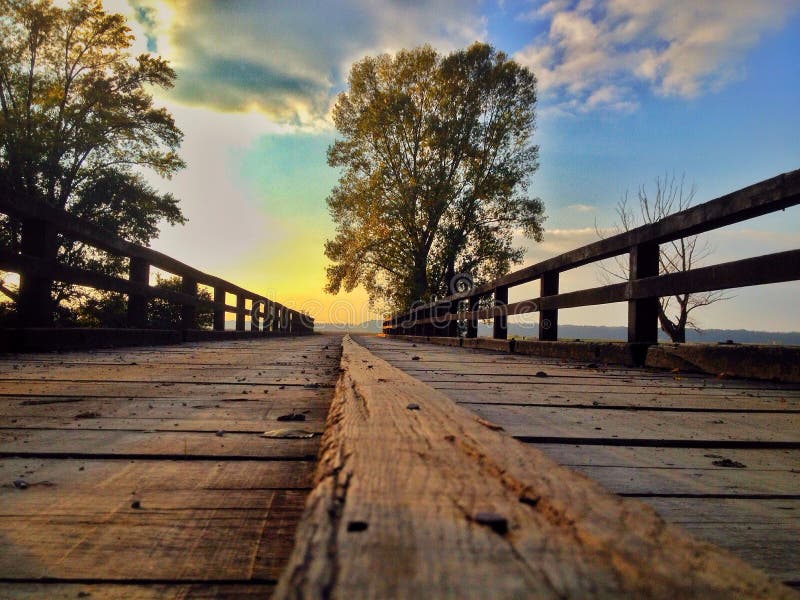 Sopot Bridge stock photo. Image of bridge, sunset, tree - 60908082
