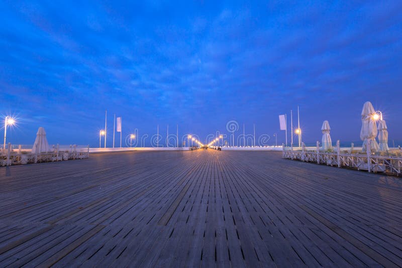 The Sopot Pier by Baltic Sea Pier at Dusk Stock Photo - Image of ...