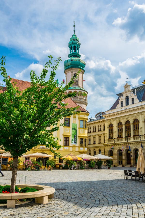 SOPRON, HUNGARY, JUNE 18, 2016: View of the Fire Tower and the Town ...