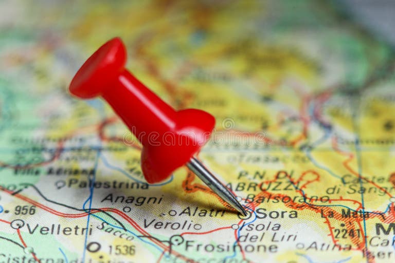 Sora, Italy pin on map stock photo. Image of freedom - 368119790
