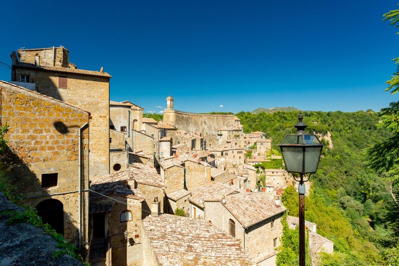 Sorano, Italy. View of the Old Town Stock Photo - Image of hillside ...
