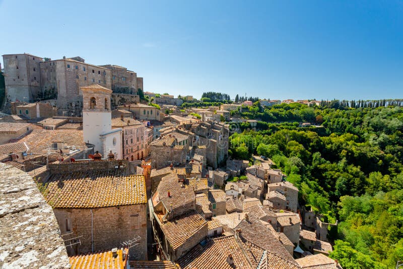 Sorano, Italy. View of the Old Town Stock Photo - Image of stone ...