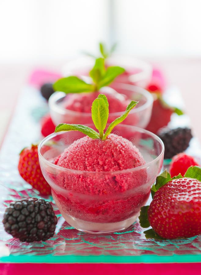 Sorbet and fresh fruit stock photo. Image of granita - 23504754