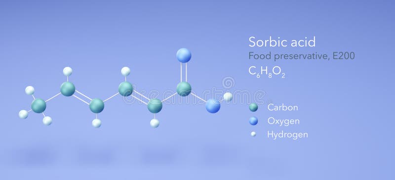 Sorbic Acid Molecule Molecular Structures Food Preservative E200 3d Model Structural