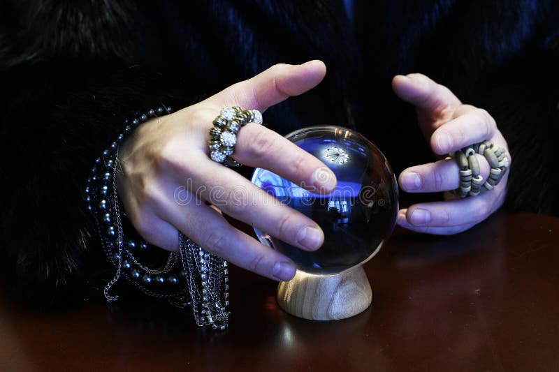 Sorcerer Hands Over a Transparent Crystal Ball Fortune-telling for ...