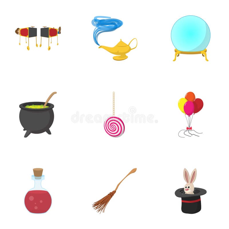 Sorcery Icons Set, Cartoon Style Stock Vector - Illustration of ...