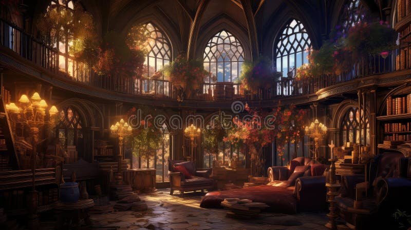 Sorcery magical library stock illustration. Illustration of intrigue ...