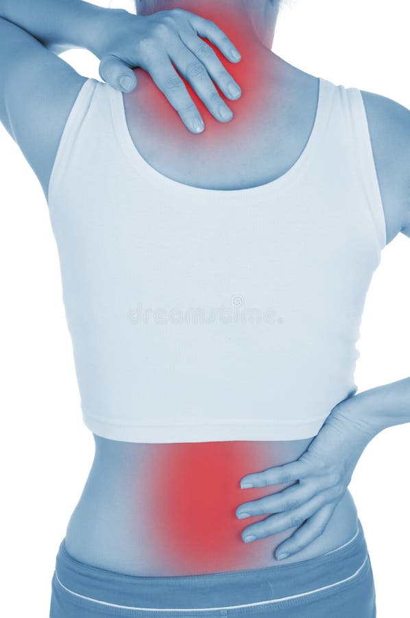 Sore Back, Shown Red, Keep Handed Stock Photo - Image of sickness ...