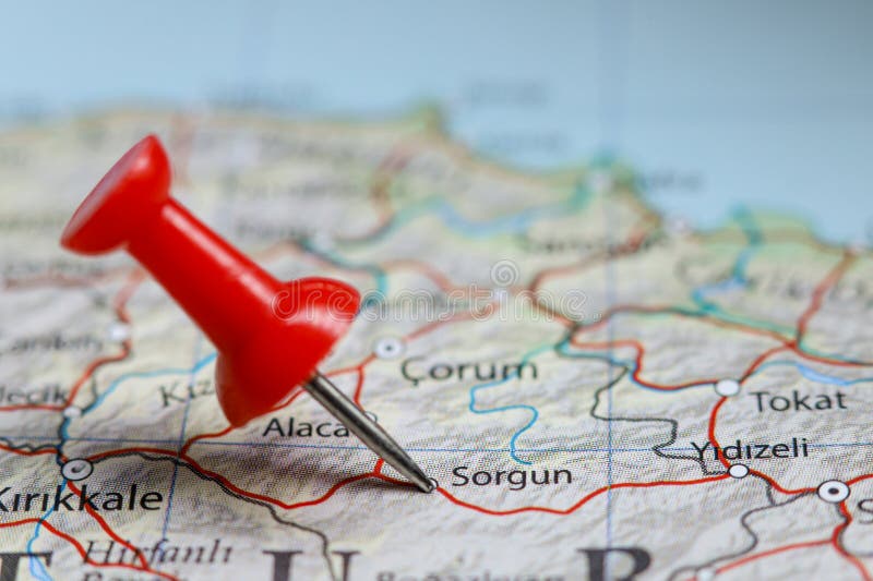 Sorgun, Turkey pin on map stock photo. Image of globe - 372924008