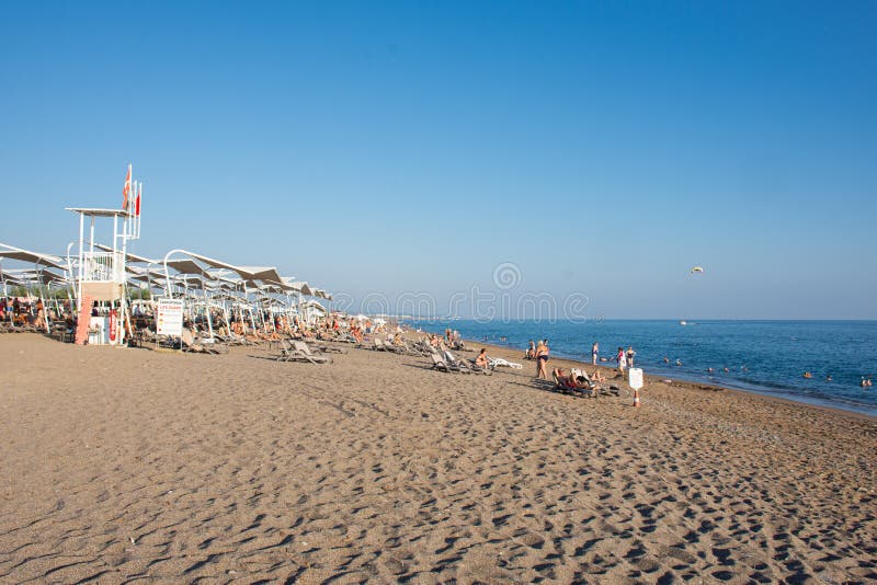 SORGUN,TURKEY - SEPTEMBER 18, 2019: Beach on Turkish Resort in Sorgun ...