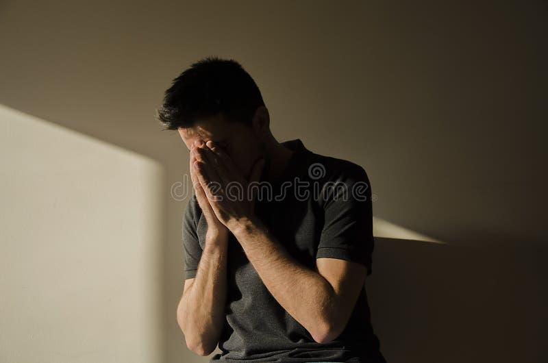 Sorrow man stock photo. Image of thinking, hiding, sorry - 53804090