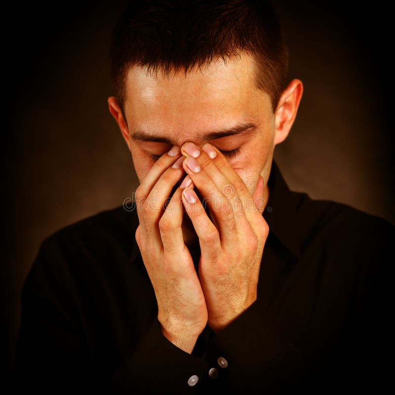 Sorrowful Young Man stock image. Image of sorrow, studio - 38921715