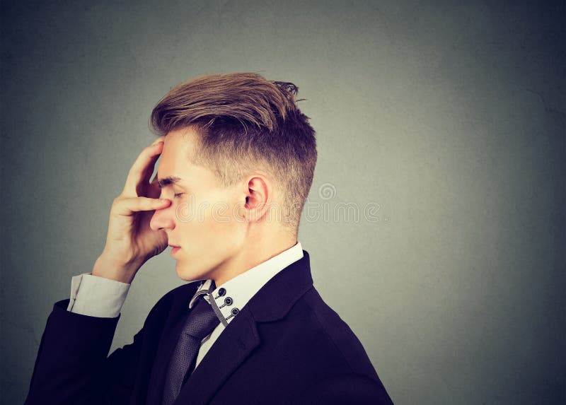 Sorrowful Sad Man Thoughtful with Worried Face Expression Stock Image ...