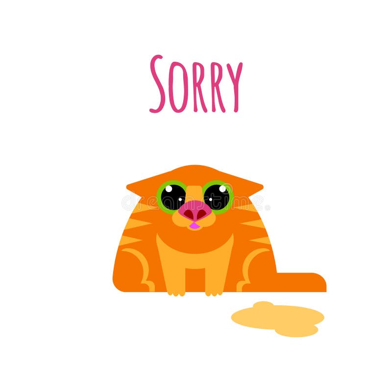 Sorry card with cat stock illustration. Illustration of deadline - 69330712