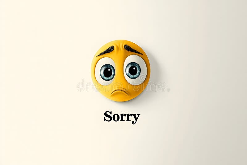 Sad Yellow Character Holding "Sorry" Sign Stock Illustration ...