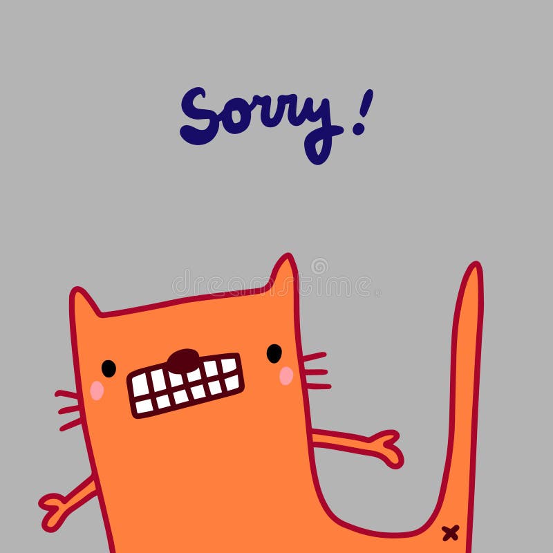 Sorry Hand Drawn Vector Illustration with Cute Cat Stock Illustration ...