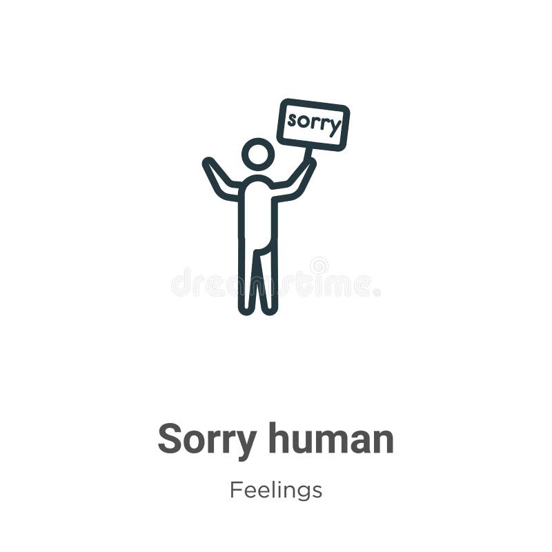 Outline Sorry Human Vector Icon. Isolated Black Simple Line Element ...