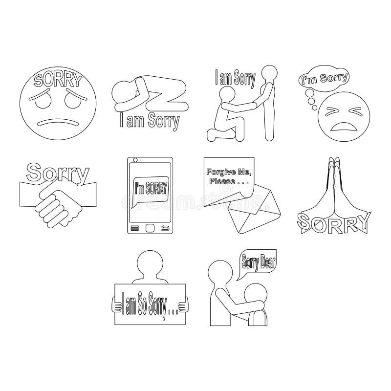 Sorry icon set stock vector. Illustration of vector - 263890244